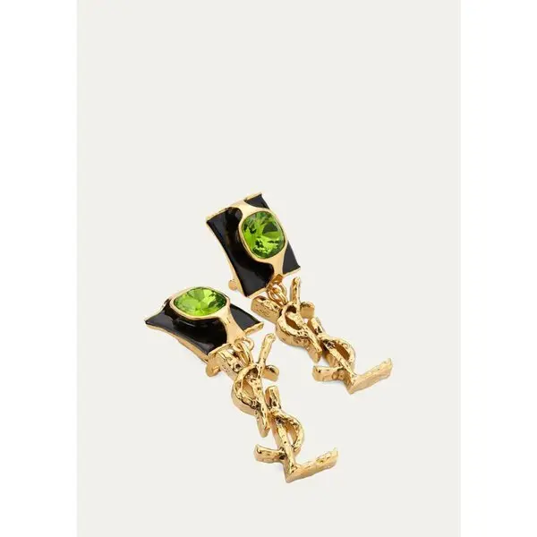 Saint Laurent Pendant Rhinestone & Enamel Earrings