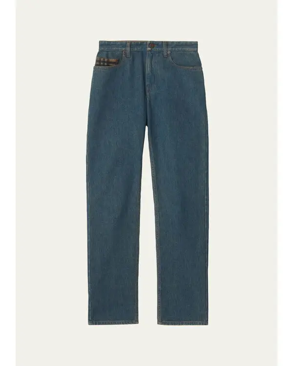 Burberry Dalia Check Pocket Straight-leg Denim Pants