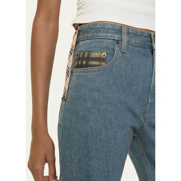 Burberry Dalia Check Pocket Straight-leg Denim Pants