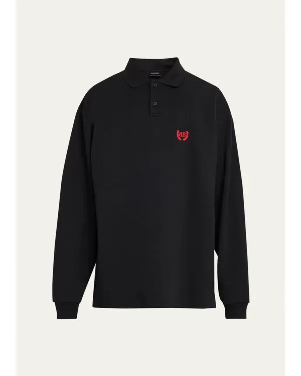 Balenciaga Bb-laurel Oversized Fleece Polo Shirt - Black