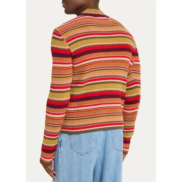 Dries Van Noten Multi-stripe Mock Neck Sweater
