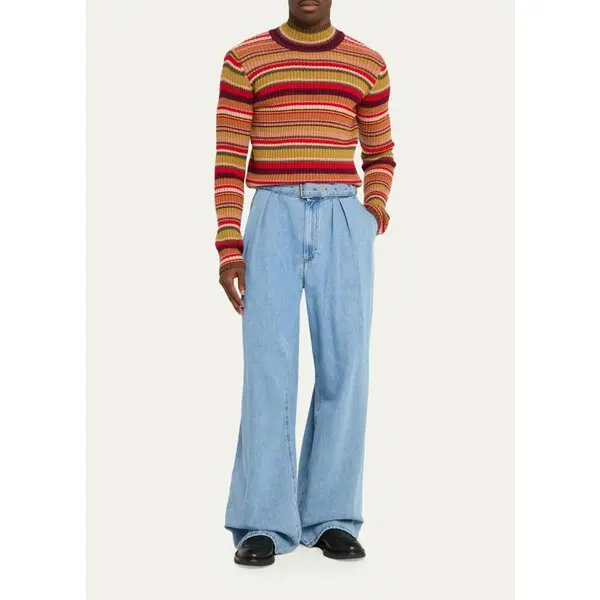 Dries Van Noten Multi-stripe Mock Neck Sweater