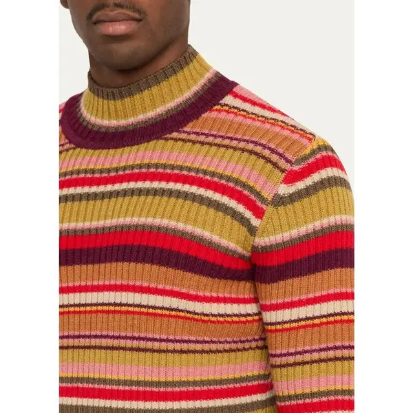 Dries Van Noten Multi-stripe Mock Neck Sweater