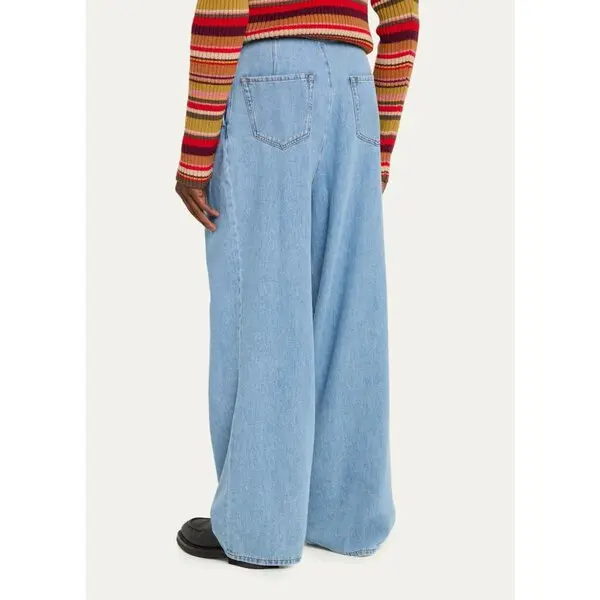 Dries Van Noten Pleated Wide-leg Belted Jeans
