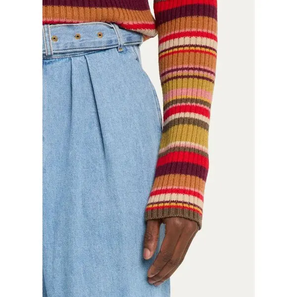 Dries Van Noten Pleated Wide-leg Belted Jeans