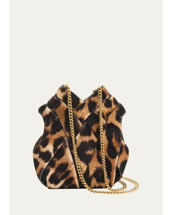 Ulla Johnson Charlotte Mini Dyed Hair & Leather Shoulder Bag - Leopard