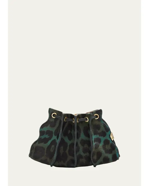 Ulla Johnson Adria Small Leather & Dyed Hair Crossbody Bag - Emerald Leopard