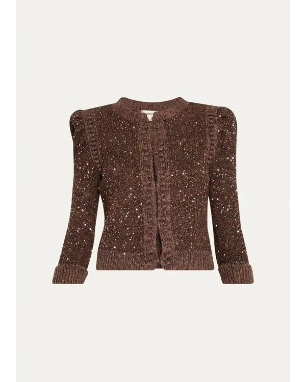 L'AGENCE Thistle Sequined Knit Cardigan - Black/java