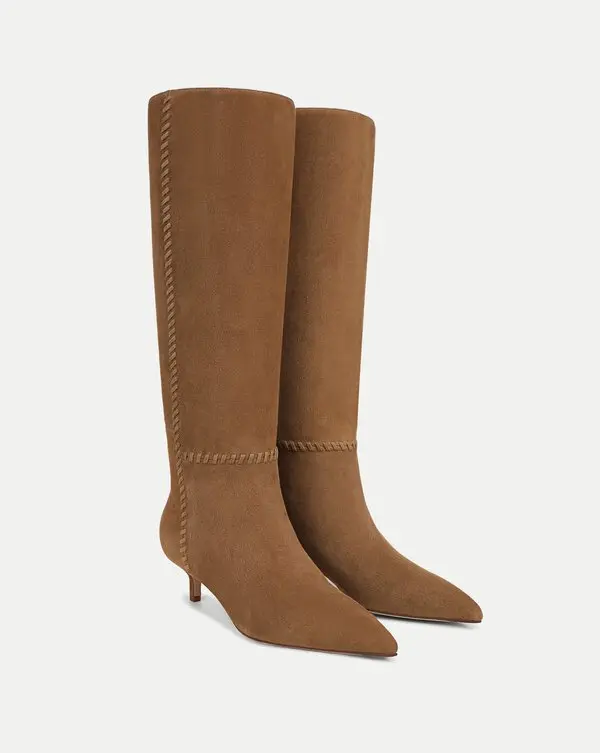 Veronica Beard Lisa Whipstitch Kitten-heel Boot