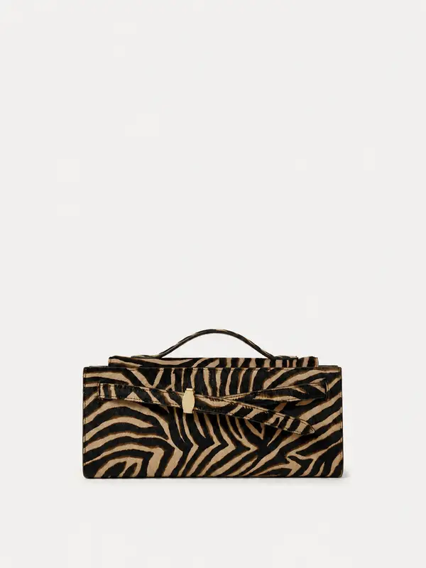 Veronica Beard Zebra Dash Clutch - Tan Multi