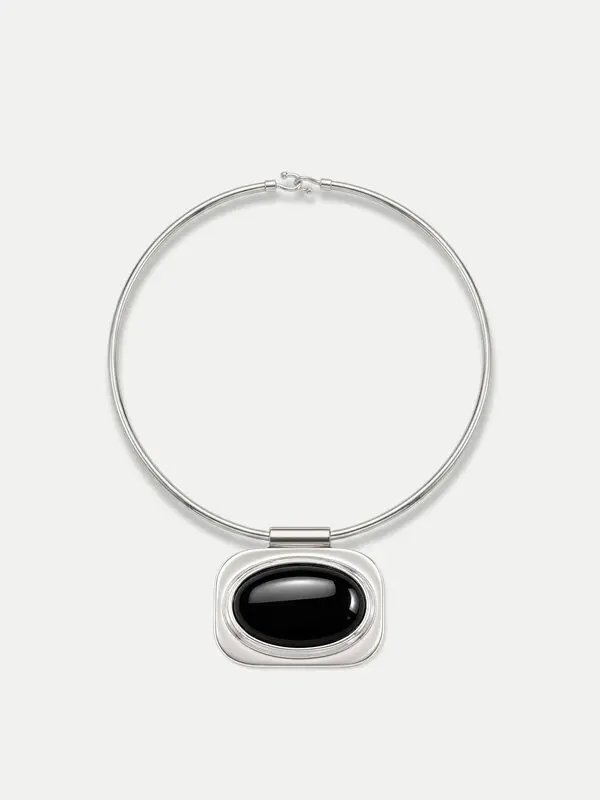 Veronica Beard Onyx Cabochon Collar Necklace