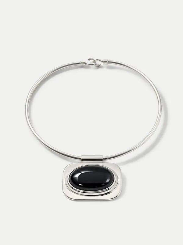 Veronica Beard Onyx Cabochon Collar Necklace