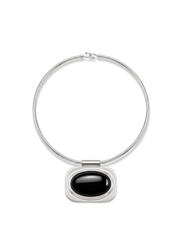 Veronica Beard Onyx Cabochon Collar Necklace