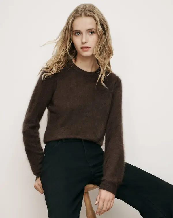 Veronica Beard Frankie Brushed Cashmere Pullover - Espresso