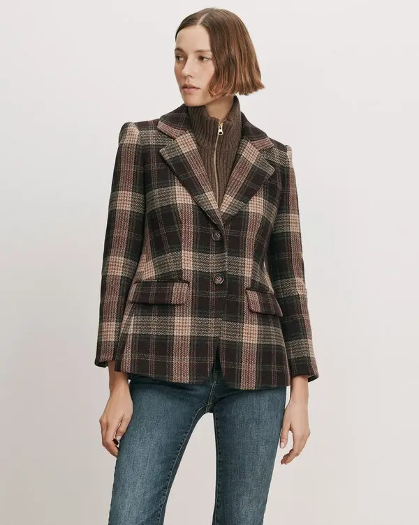Veronica Beard Cloverfield Plaid Dickey Jacket