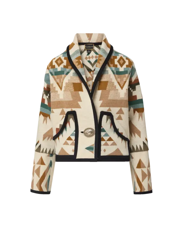 Veronica Beard Short Wool Bolero Coat - Tan Multi