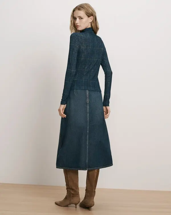 Veronica Beard Wyeth Plaid Turtleneck Top