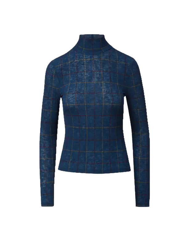 Veronica Beard Wyeth Plaid Turtleneck Top