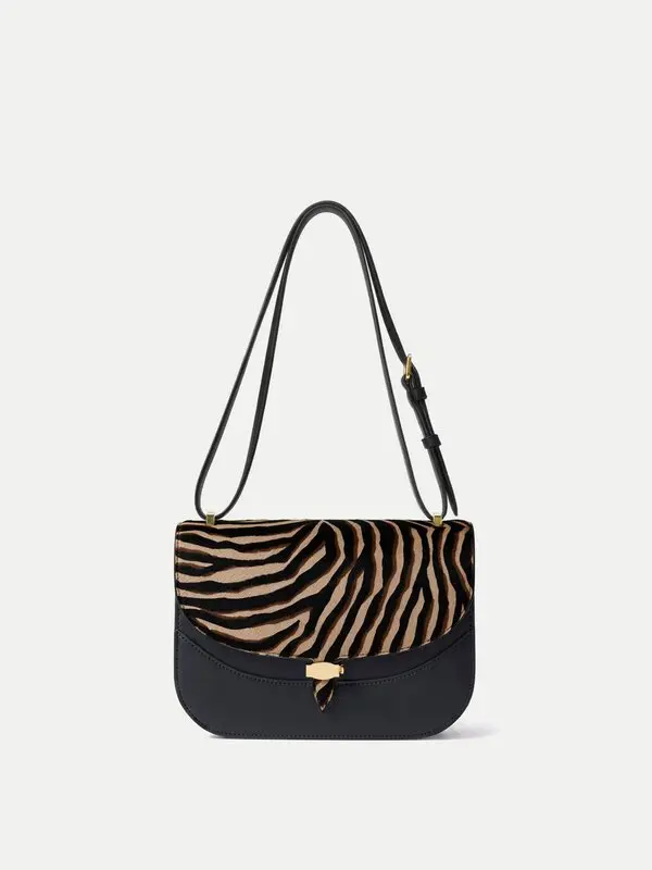 Veronica Beard Zebra Dash Saddle Bag