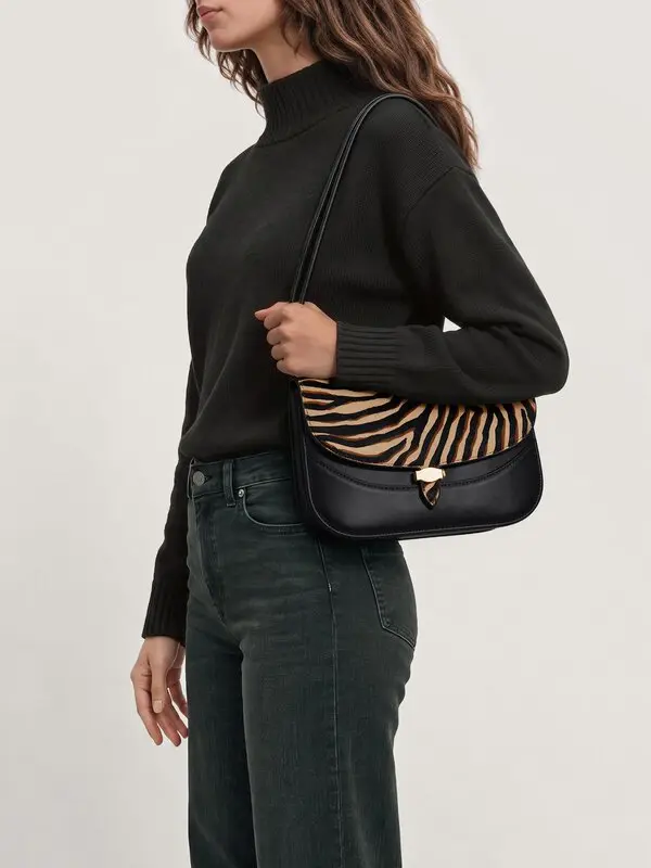 Veronica Beard Zebra Dash Saddle Bag