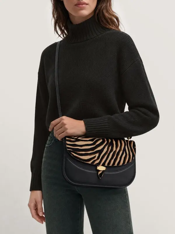 Veronica Beard Zebra Dash Saddle Bag