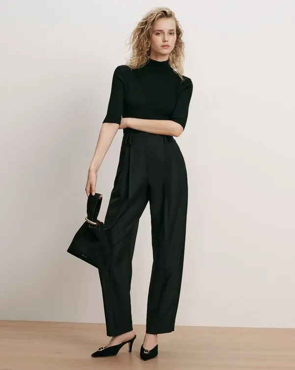 Veronica Beard Whitlock Barrel Pant - Black
