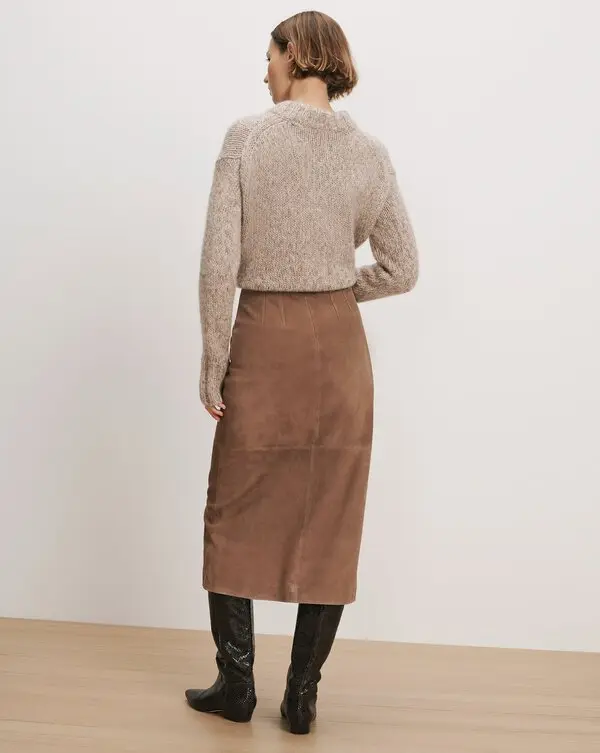 Veronica Beard Callisian Suede Midi Skirt