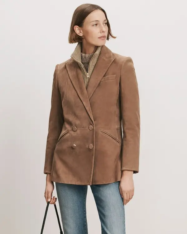 Veronica Beard Oria Suede Dickey Jacket