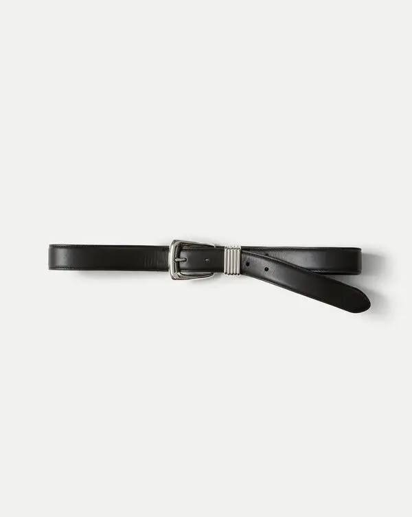 Veronica Beard Arch Leather Belt - Black/silver