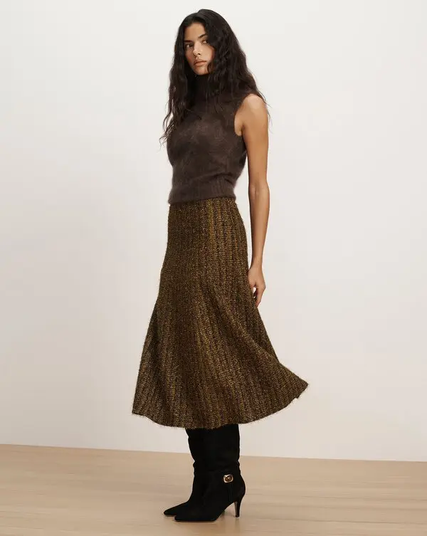 Veronica Beard Esmeray Metallic Midi Skirt