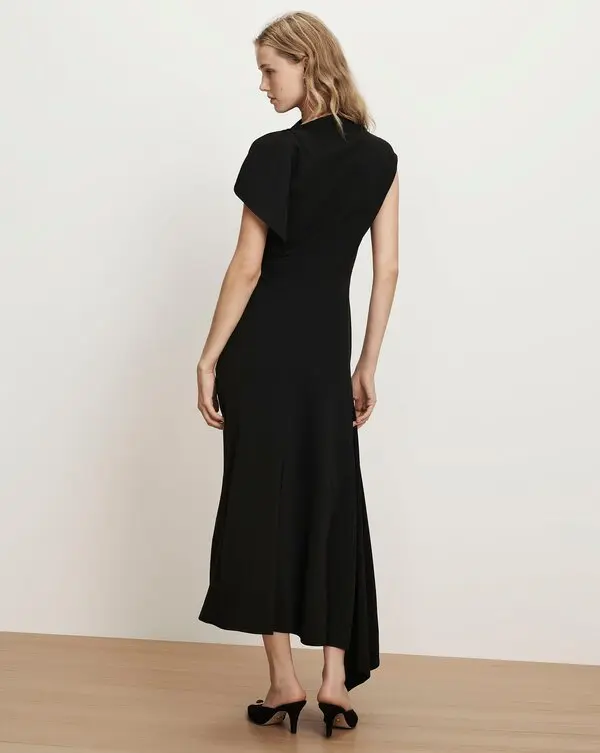 Veronica Beard Brett Asymmetric Midi Dress - Black