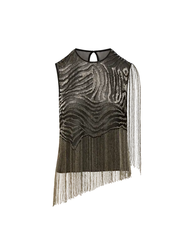 Veronica Beard Olivia Beaded Fringe Top