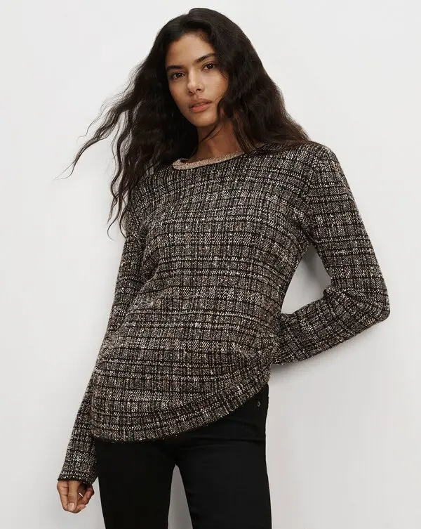 Veronica Beard Sarika Tweed Pullover - Black Multi