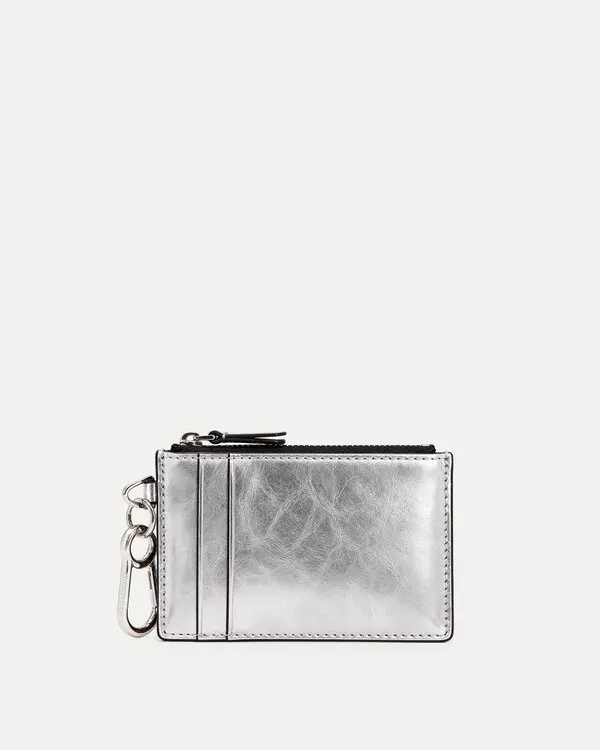 Veronica Beard Leather Card Holder - Silver