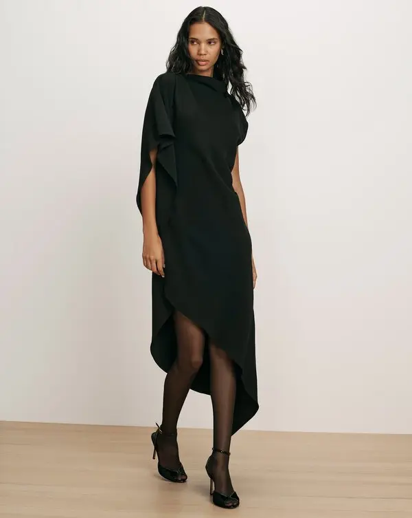 Veronica Beard Jennifer Asymmetric Midi Dress - Black