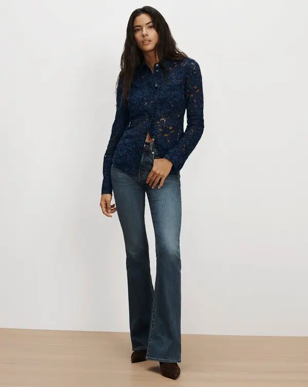 Veronica Beard Nila Lace Button-down Shirt