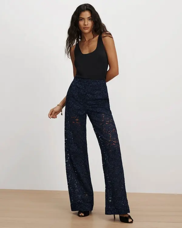 Veronica Beard Trevor Lace Pant - Navy