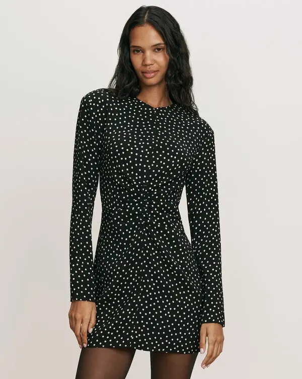 Veronica Beard Elina Polka-dot Mini Dress - Black/limestone