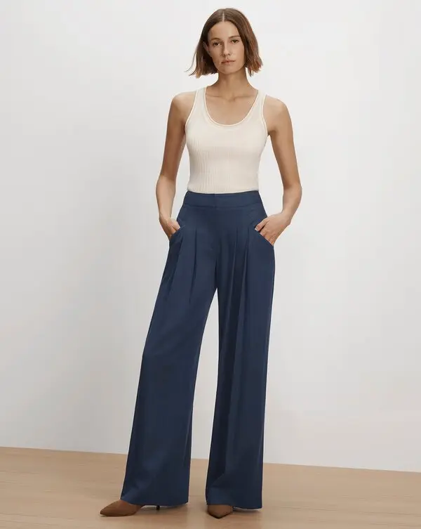 Veronica Beard Tyrell Wide-leg Pant - Navy Multi