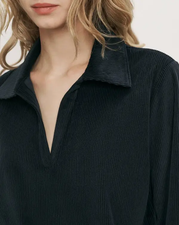 Veronica Beard Issa Long-sleeve Polo Shirt
