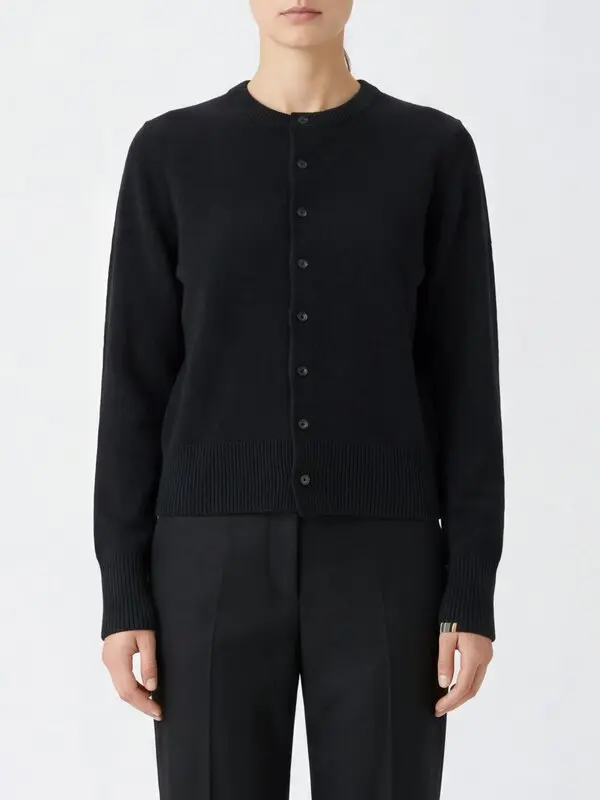 Extreme Cashmere Crewneck Button-up Cardigan In Pure Cashmere - Black