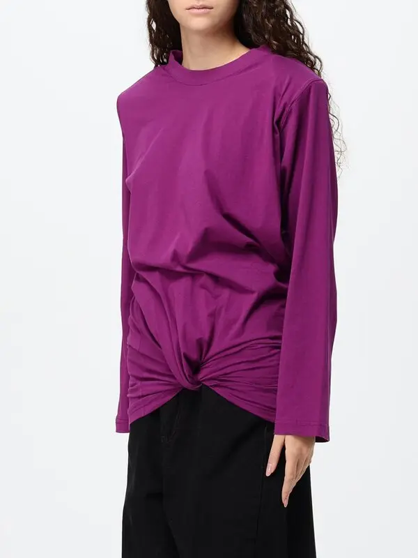 Balenciaga Long-sleeved Draped T-shirt With Padded Shoulders And Crew Neck