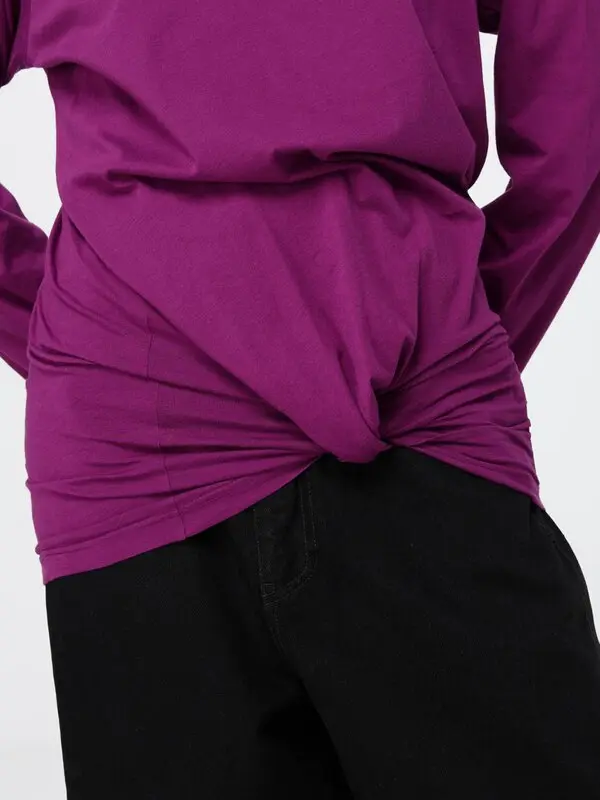 Balenciaga Long-sleeved Draped T-shirt With Padded Shoulders And Crew Neck