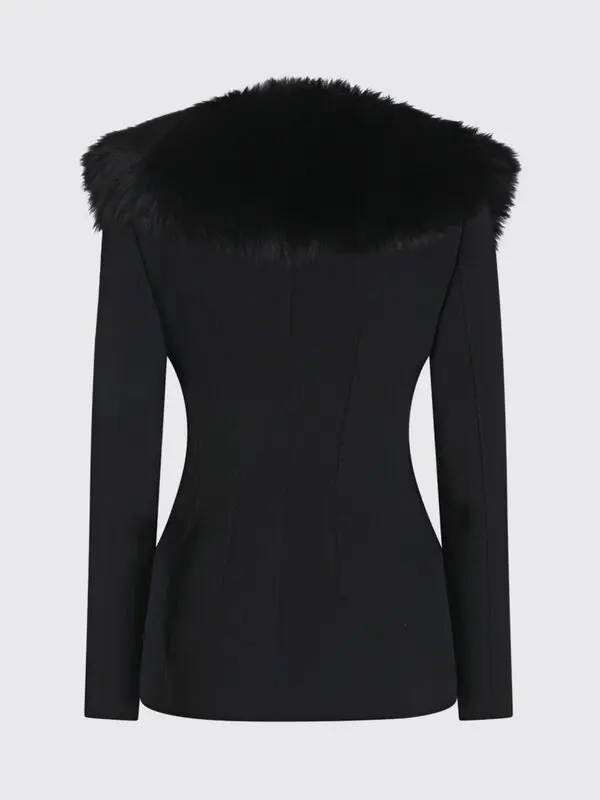 Dolce & Gabbana Slim Fit Short Virgin Wool Coat With Fur Collar
