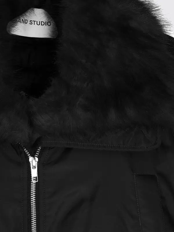 STAND STUDIO Thilda Recycled Nylon Bomber Jacket With Fur Collar