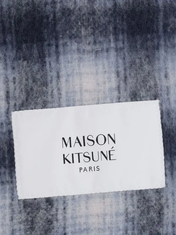 Maison Kitsuné Alpaca Wool Blend Check Scarf With Fringed Edges