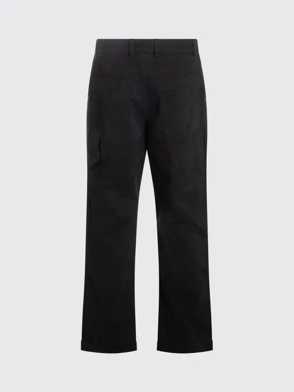 Off-White Straight Fit Cotton Trousers With Belt Loops