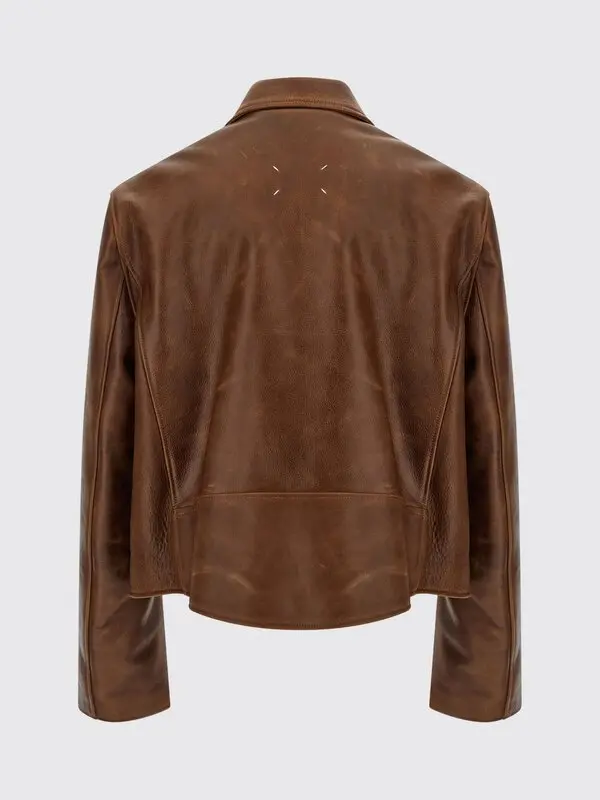 MAISON MARGIELA Calfskin Leather Biker Jacket With Zipped Cuffs