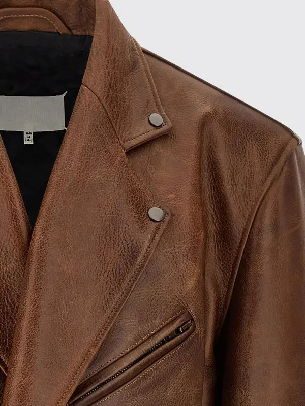 MAISON MARGIELA Calfskin Leather Biker Jacket With Zipped Cuffs