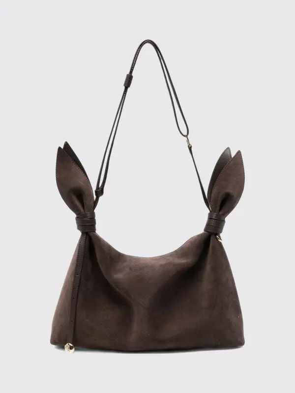 Loewe Scarf Suede Calfskin Shoulder Bag With Decorative Knot - Brown